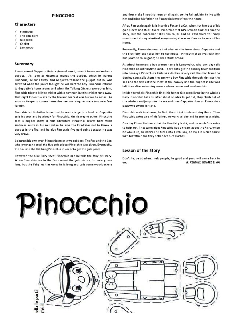 Resumen Ingles Pinocchio Pdf