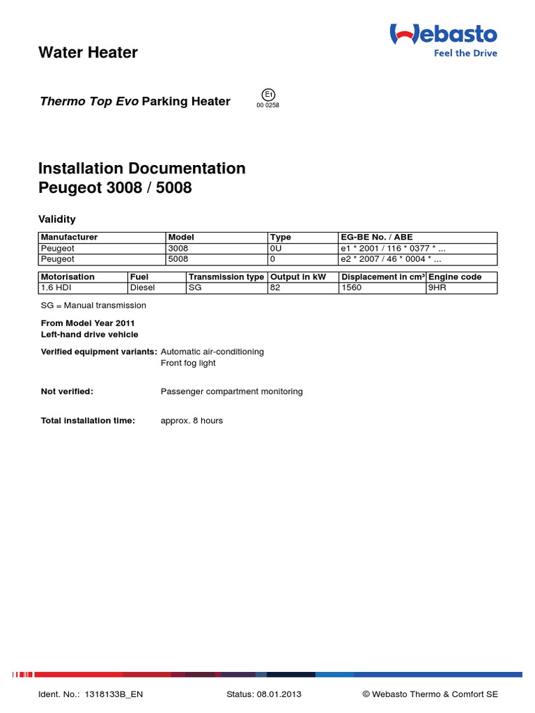 Webasto Peugeot | PDF
