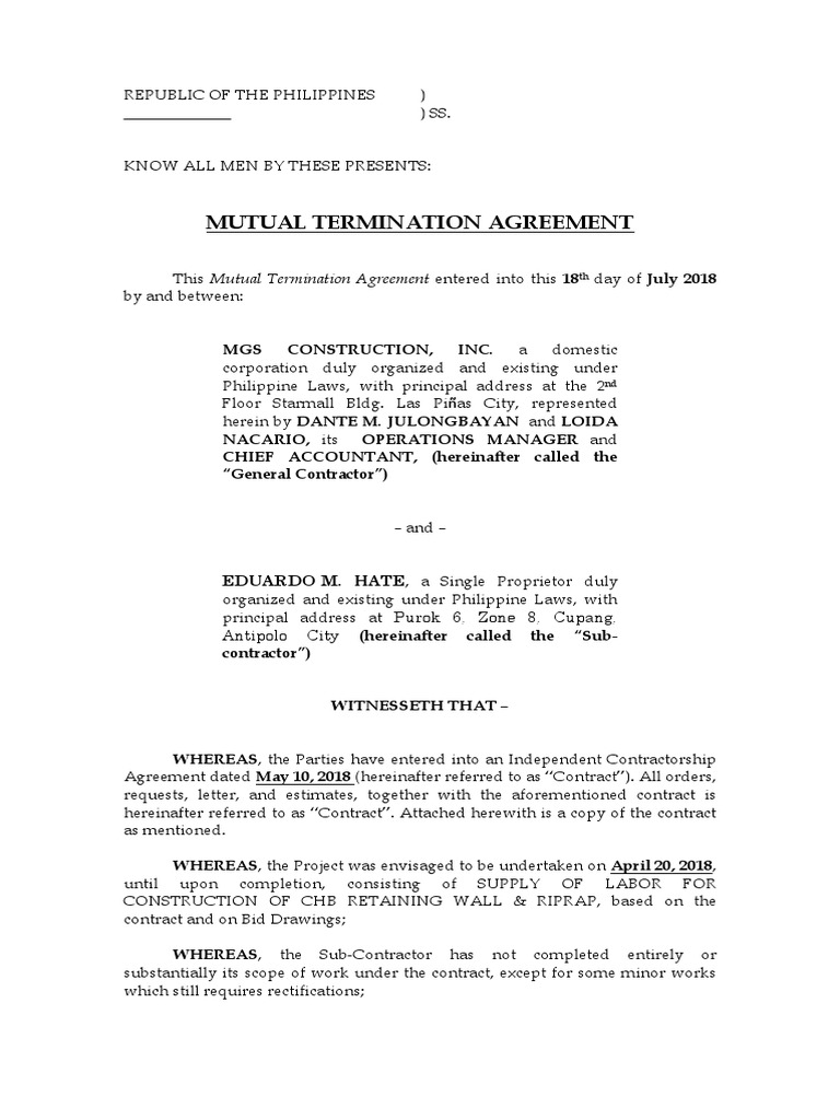 Termination of Labor Contract | PDF