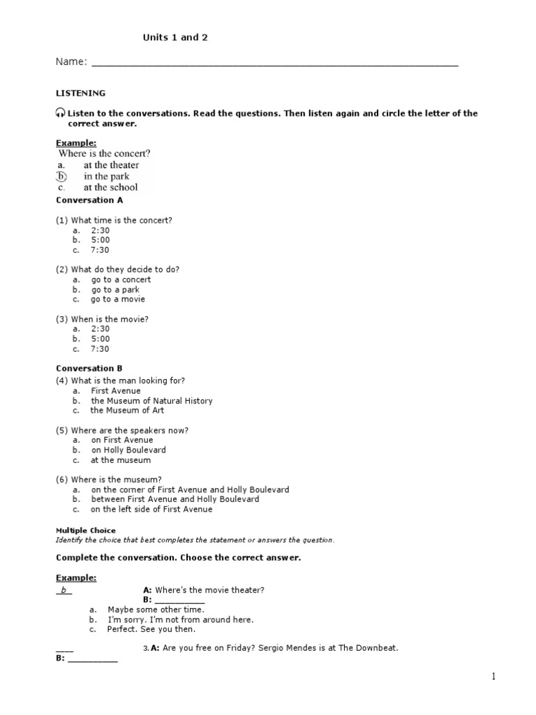Units 1 and 2 Quiz | PDF