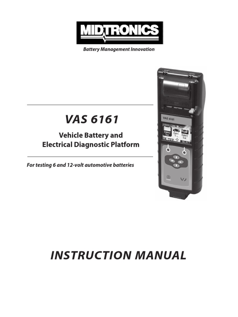 VAS6161 - VAS 6161 Battery Tester Instruction Manual | PDF