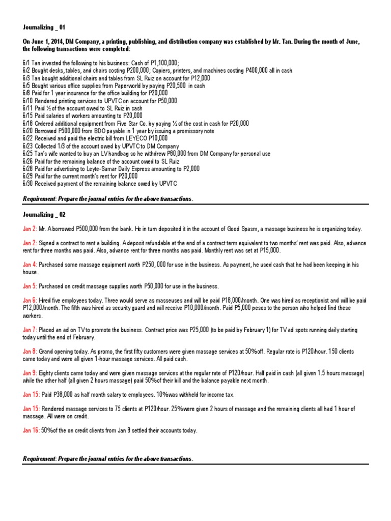 ACCOUNTING 101 - No.2 - Problems | PDF | Money | Economies