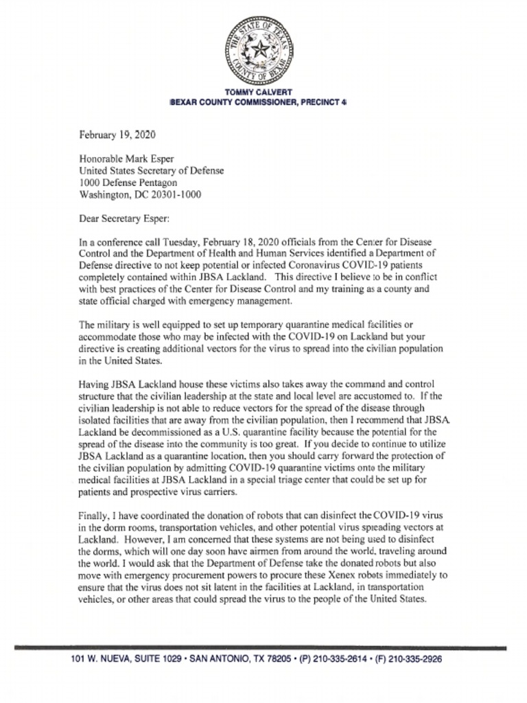 Letter To Secretary of Defense | PDF