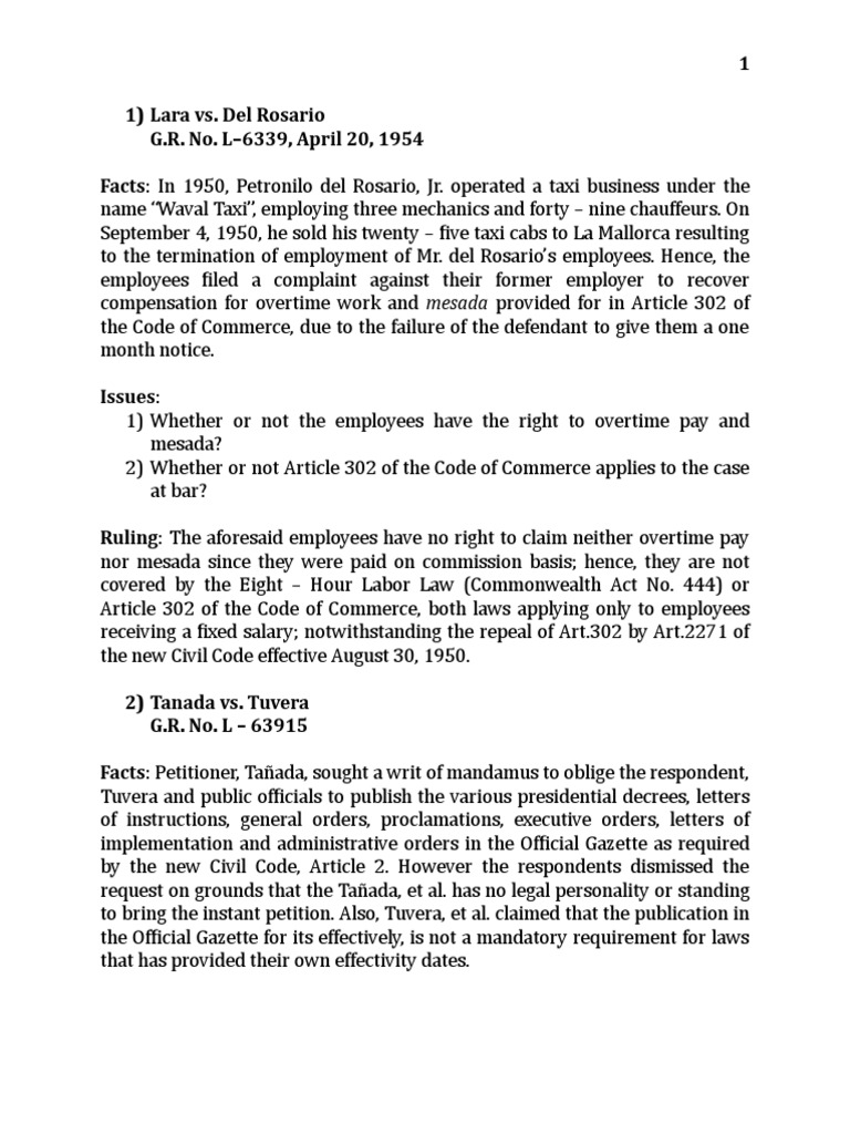 PFR Case Digests | PDF | Liquidation | Overtime