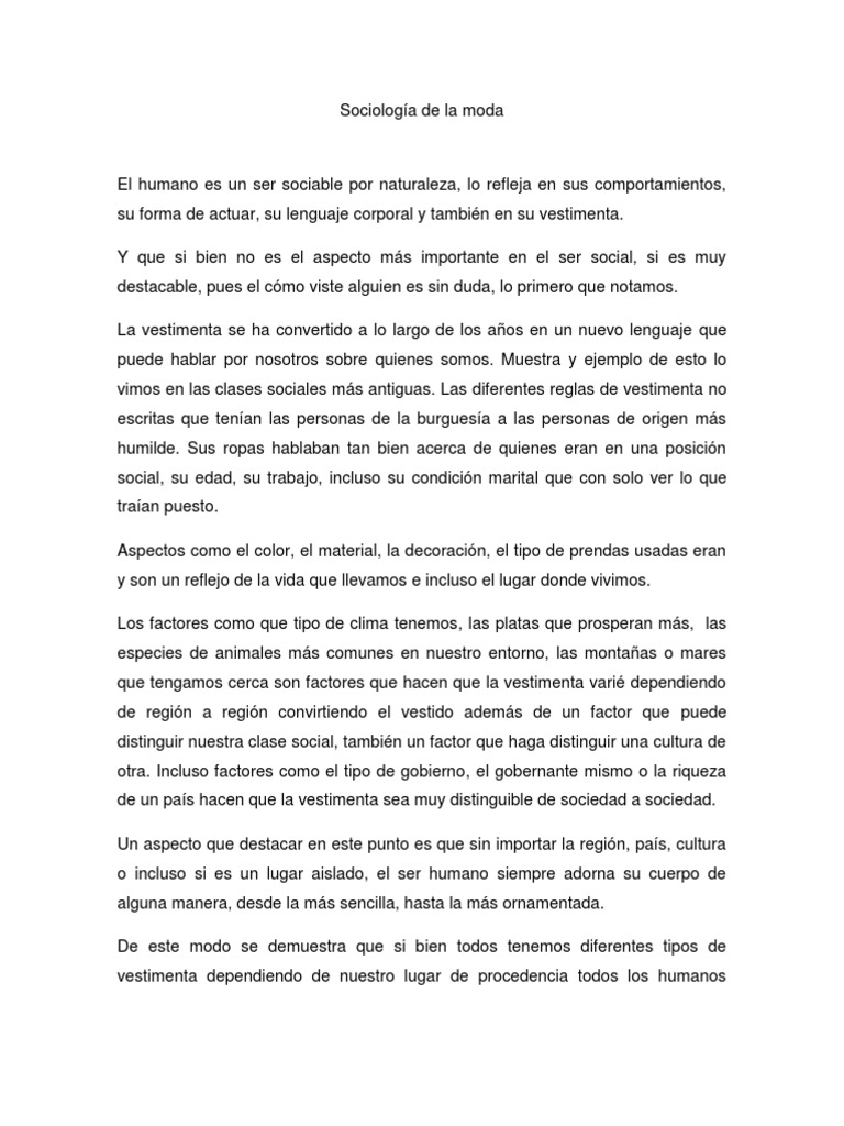 Sociología de la Moda y su Impacto Social | PDF | Ropa | Moda