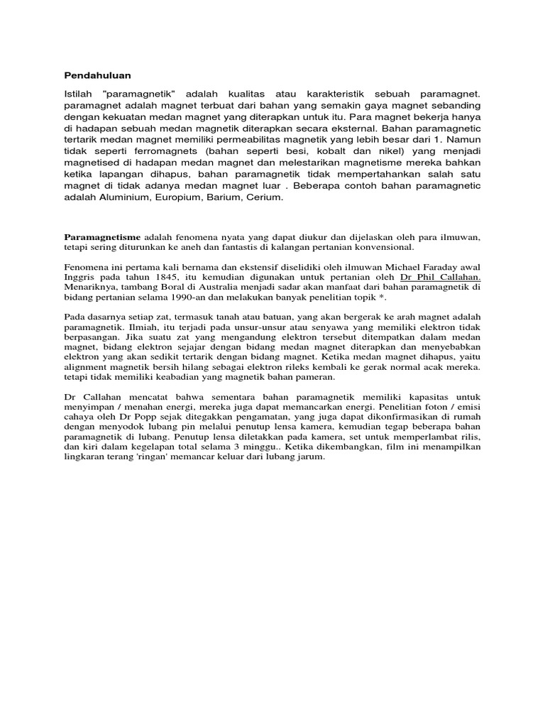 Contoh Bahan Paramagnetik dan Aplikasinya | PDF