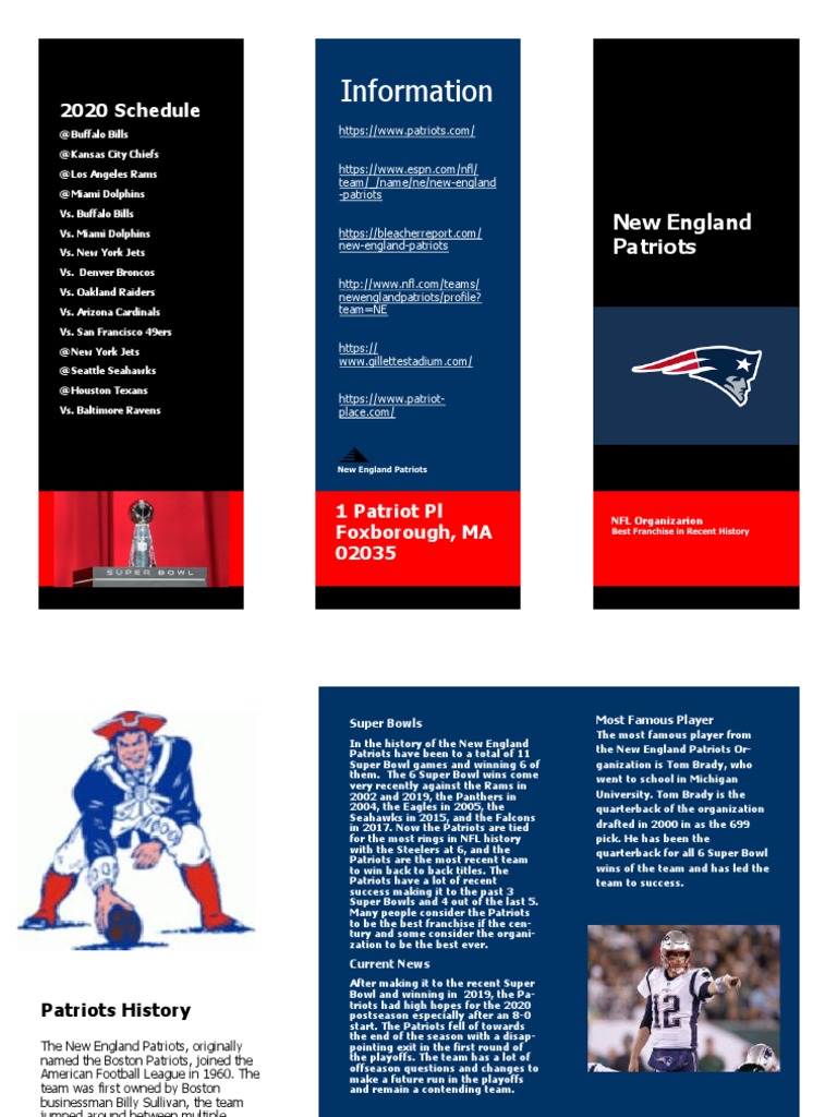 Patriots Brochure | PDF | New England Patriots | Super Bowl