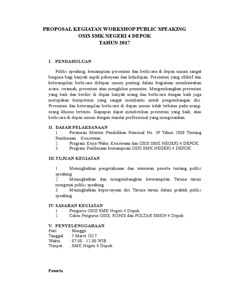 PROPOSAL Osis Workshop | PDF