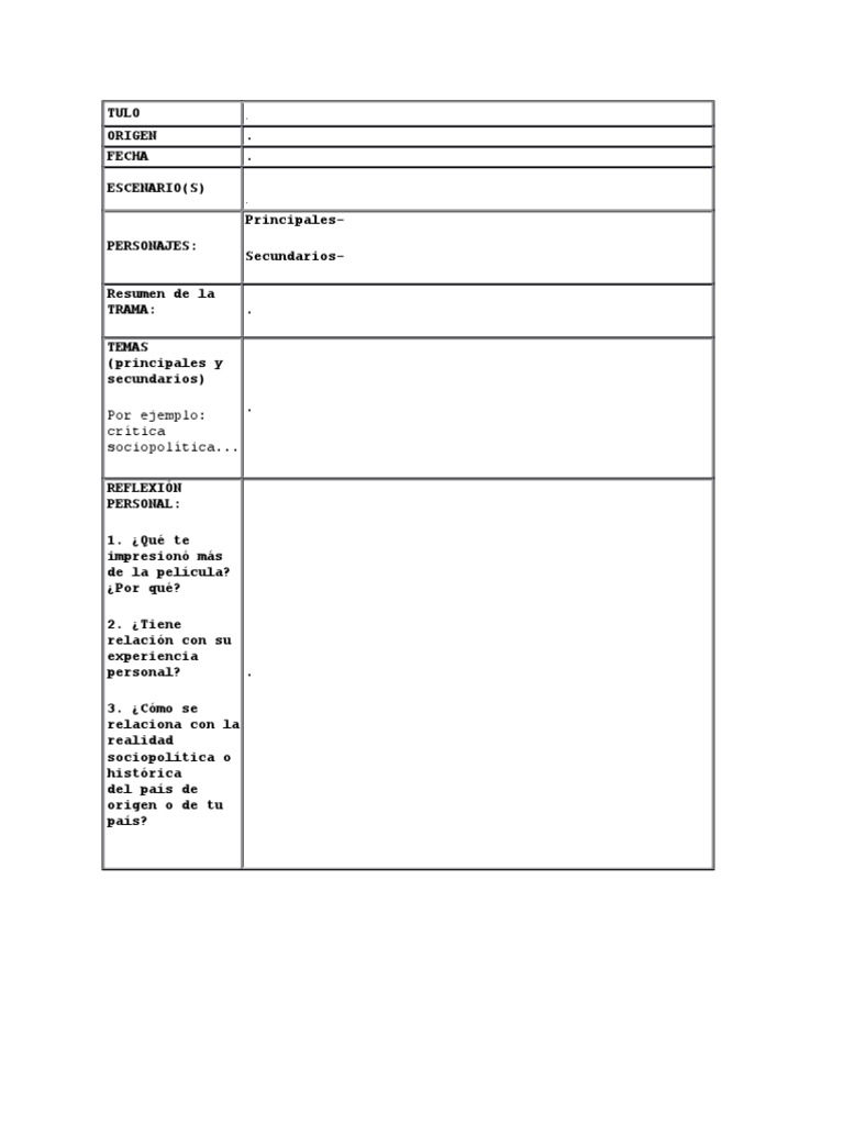 Formato de Analisis de Pelicula | PDF