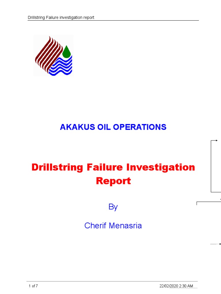 Drillstring Failure Investigation Report | PDF