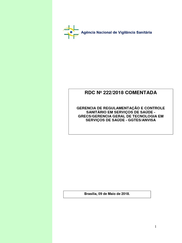 RDC 222 de Março de 2018 COMENTADA PDF | PDF | Desperdício | Natureza