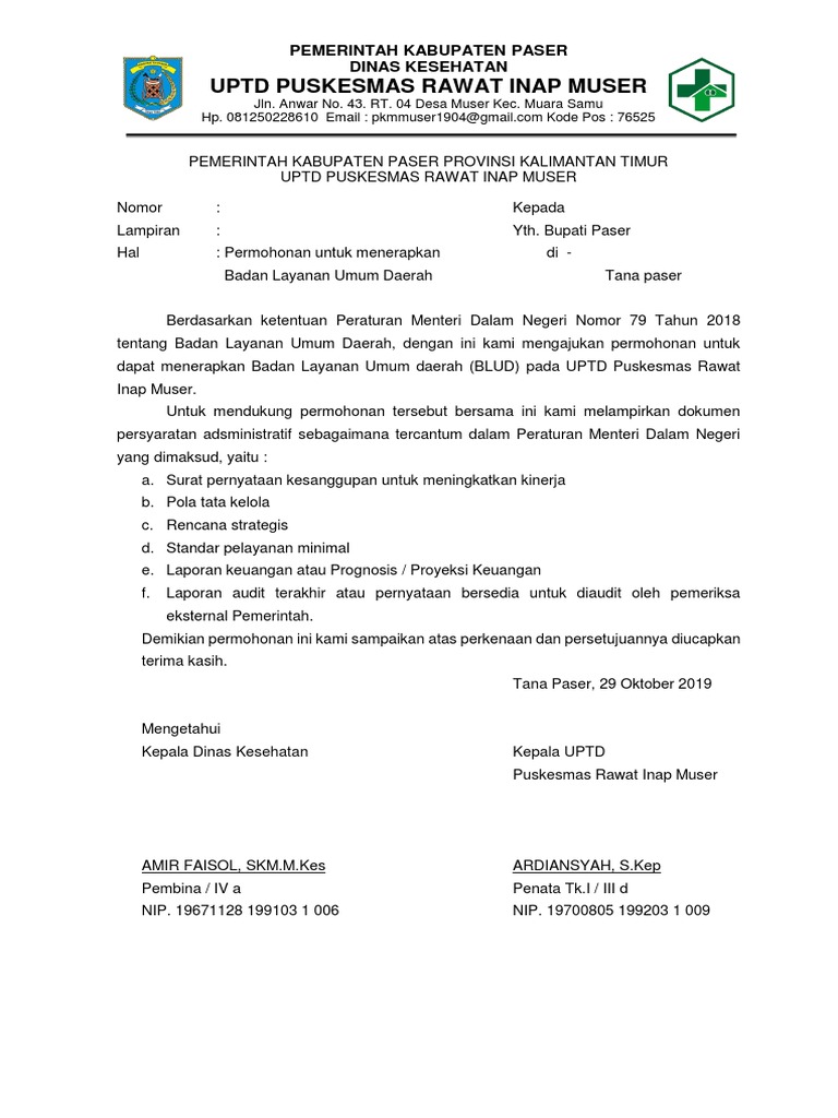 Surat Permohonan Blud | PDF