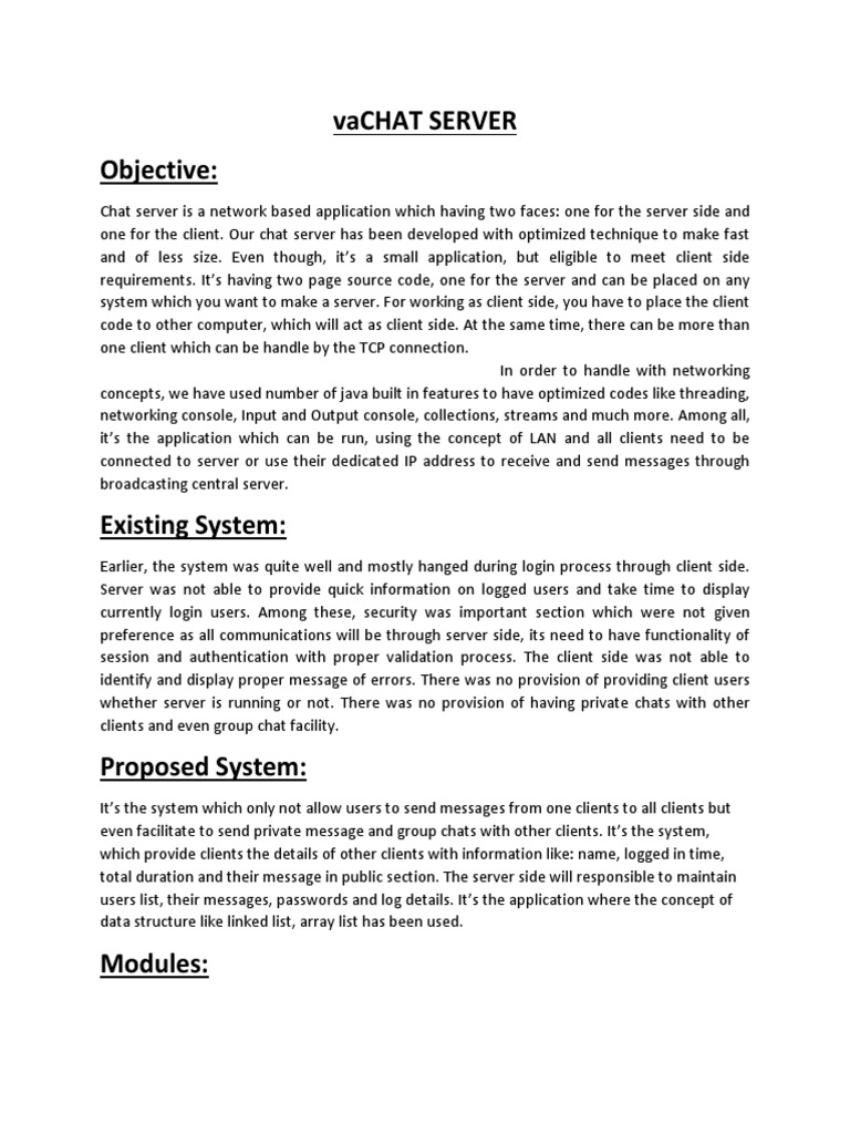 Chat Server Project | PDF | Server (Computing) | Client (Computing)