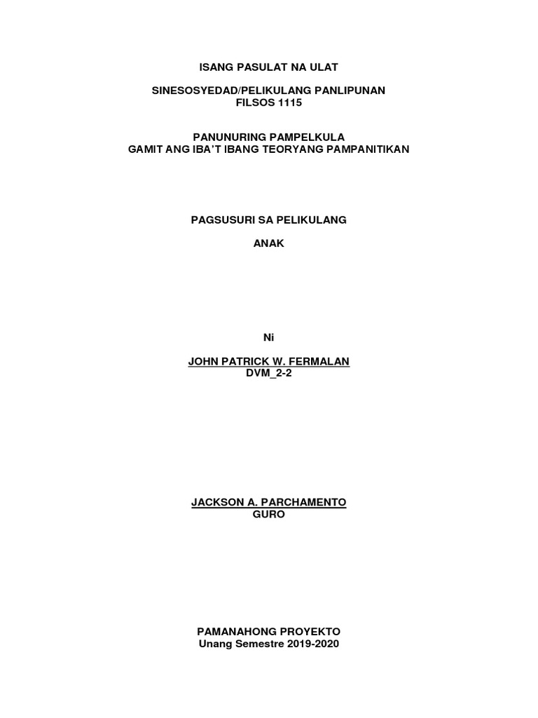 Movie Review Format | PDF