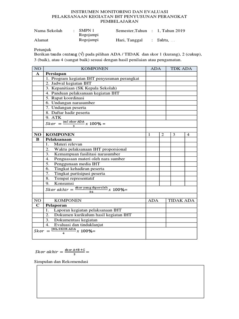 Instrumen Monev | PDF