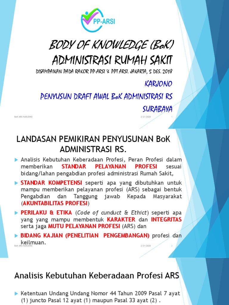 BODY OF KNOWLEDGE (BoK) ADMINISTRASI RS JAKARTA | PDF