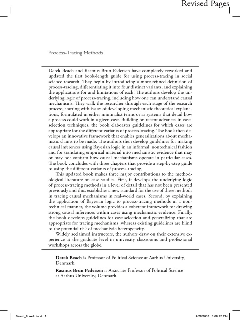 Beach and Pedersen (2019) Process Tracing Methods. 2nd Edition | PDF ...
