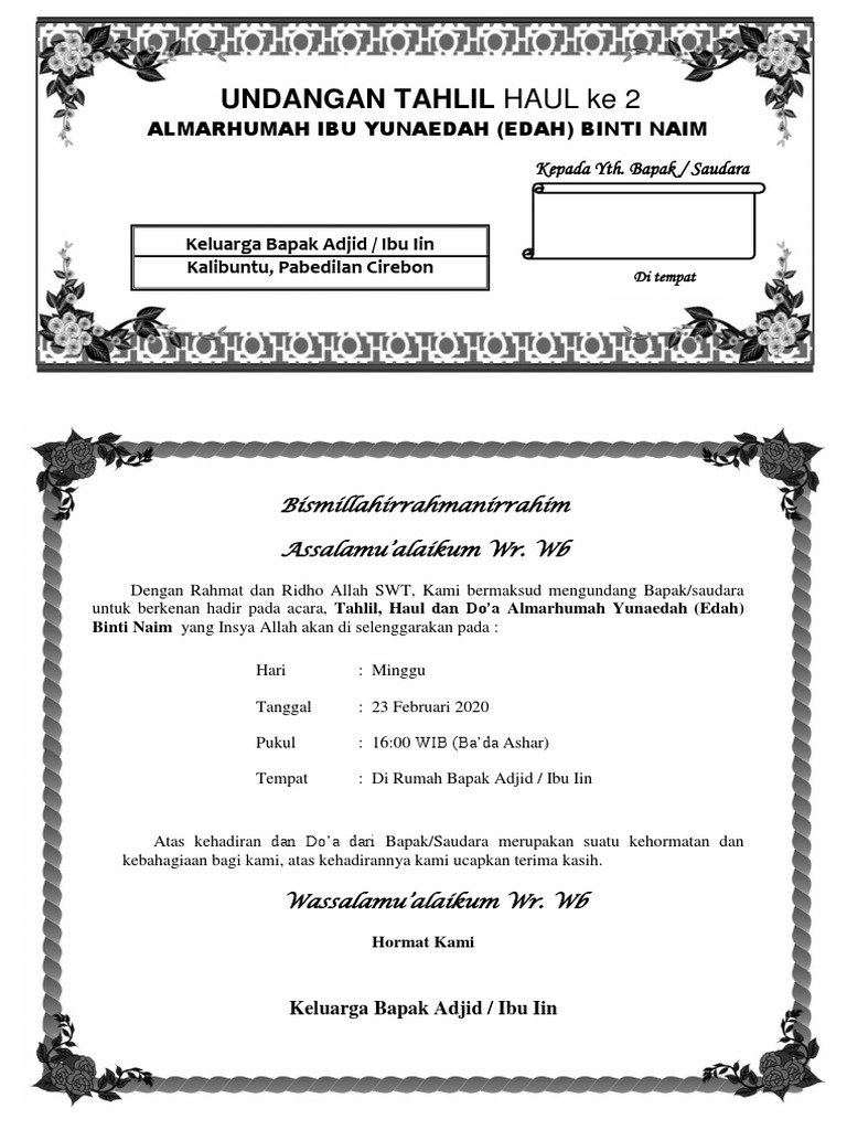 Undangan Haul Ke 1 | PDF