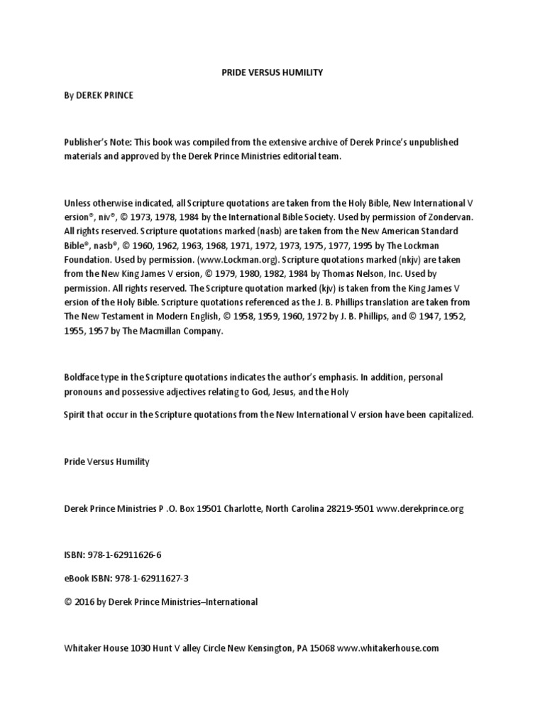 Pride Versus Humility | Download Free PDF | Adam And Eve | Genesis ...