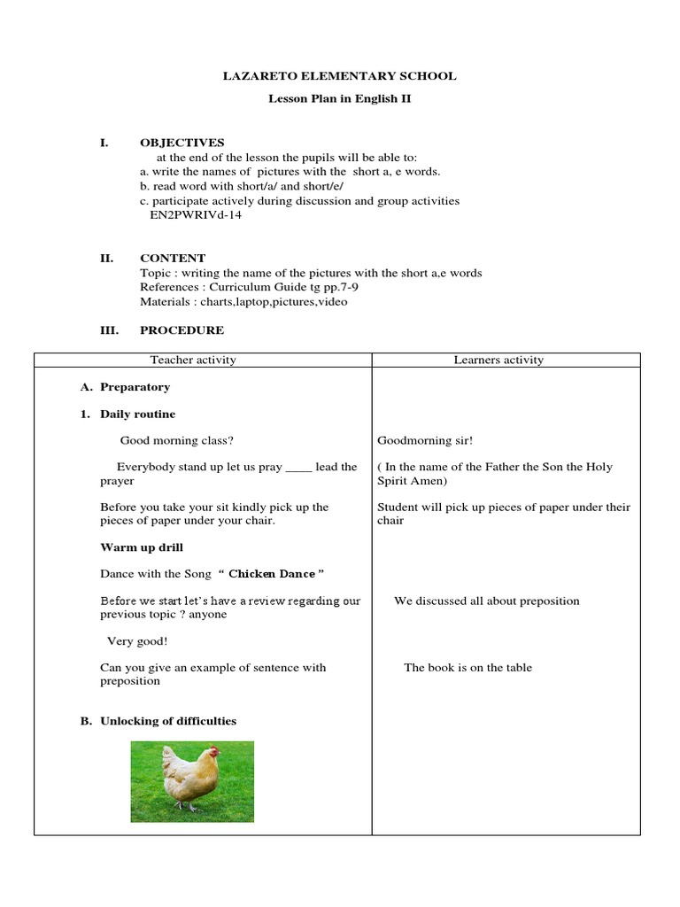 Complete Demo | PDF | Chicken | Lesson Plan