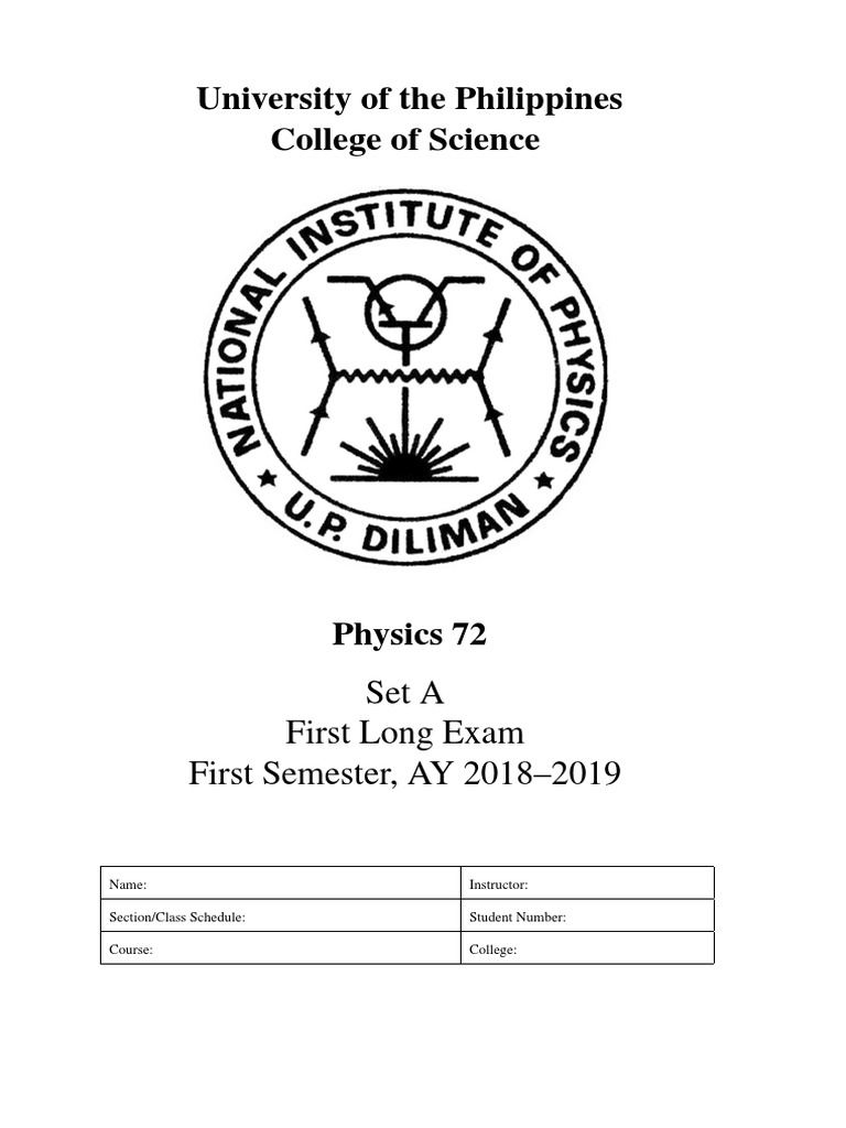 Physics 72 First Long Exam 2018-2019 | PDF | Capacitor | Electrical Resistance And Conductance