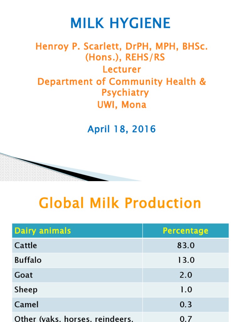 Milk Hygiene 4 (1) .PPT Revised April 2016 | PDF | Milk | Dairy