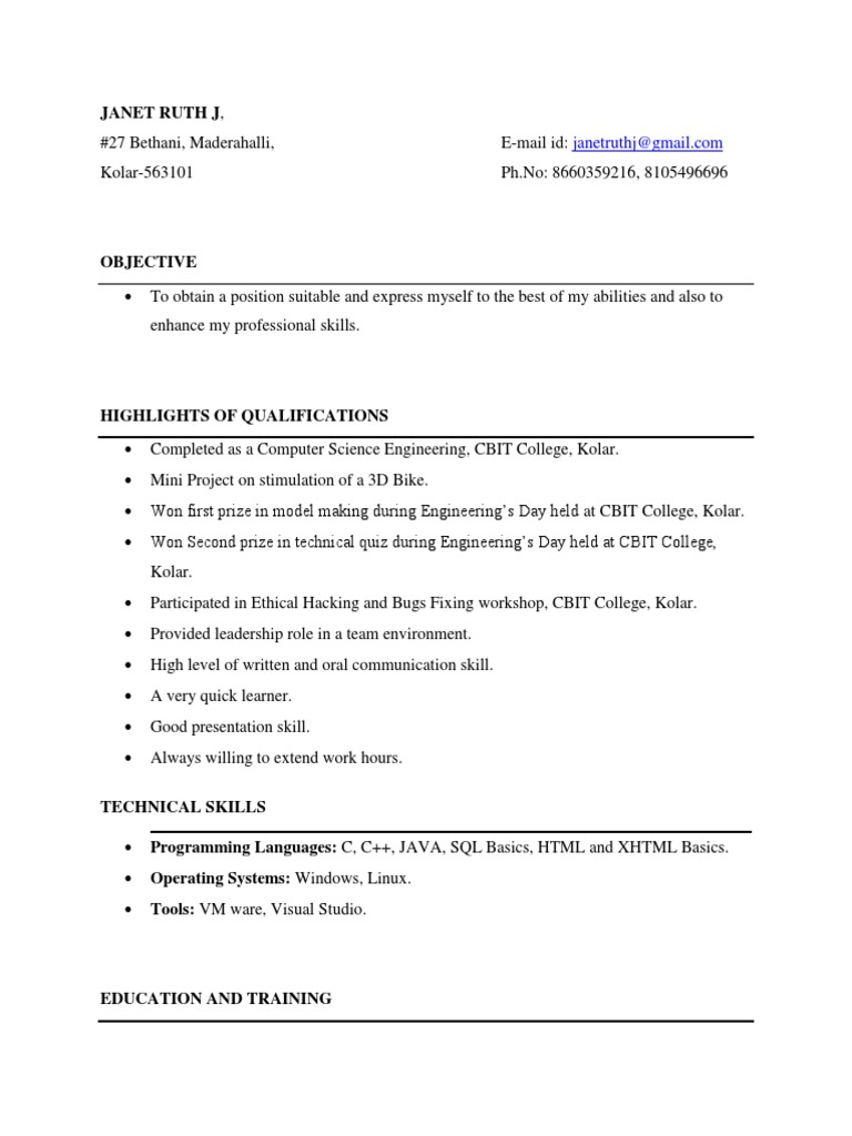 Janet's Resume Updated 1 | PDF | Communication | Software