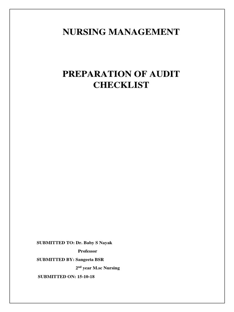 Audit Checklist | PDF | Public Toilet | Hospital