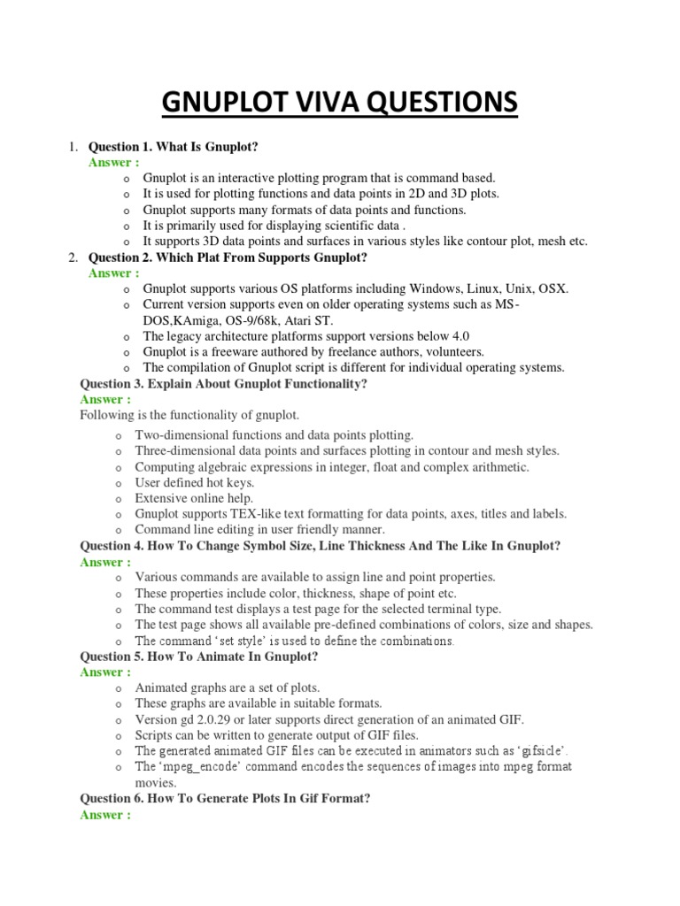 Gnuplot Viva Questions | PDF | File Format | Operating System