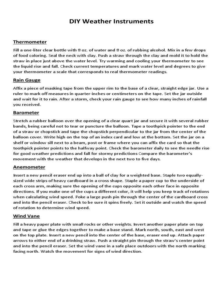 DIY Weather Instruments: Build a Thermometer, Rain Gauge, Barometer ...