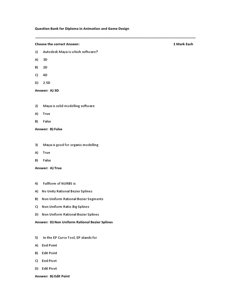 Question - Bank Animation & Game Design | PDF | Vortices | 3 D Computer ...