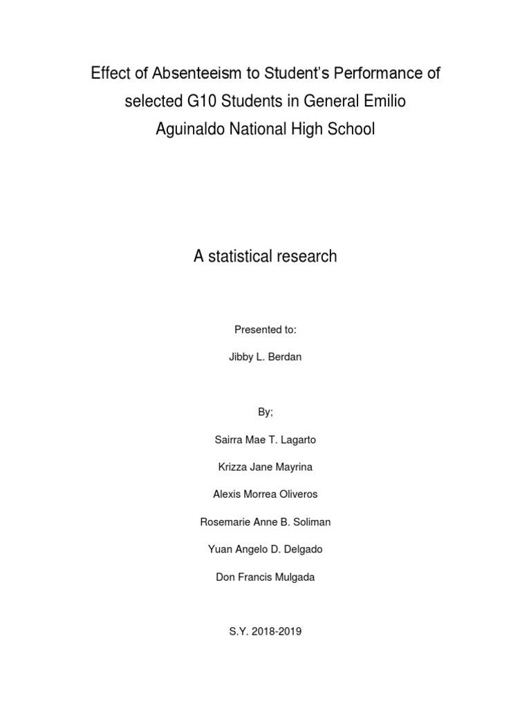 Effects of Absenteeism To Student's Performance | PDF | Survey ...