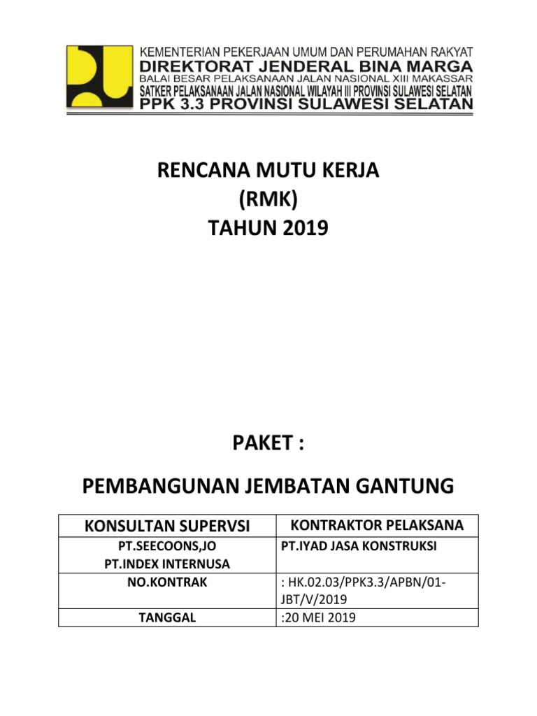 Rencana Mutu Kontrak Pembangunan Jembatan | PDF