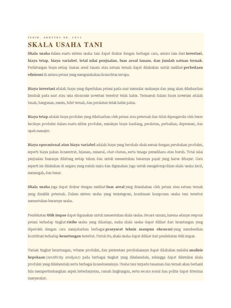 Analisis Skala Usaha Tani | PDF