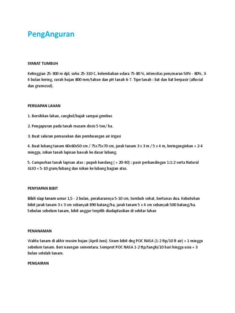 Cara Budidaya Anggur | PDF