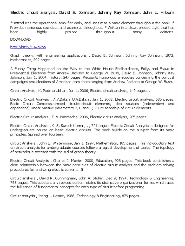 Electric Circuit Analysis | PDF