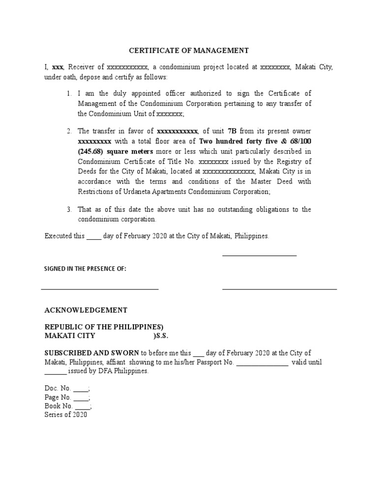 Certificate of Management | PDF