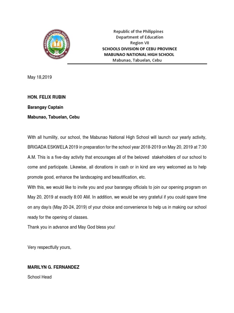 Letter To Brgy Capt. | PDF