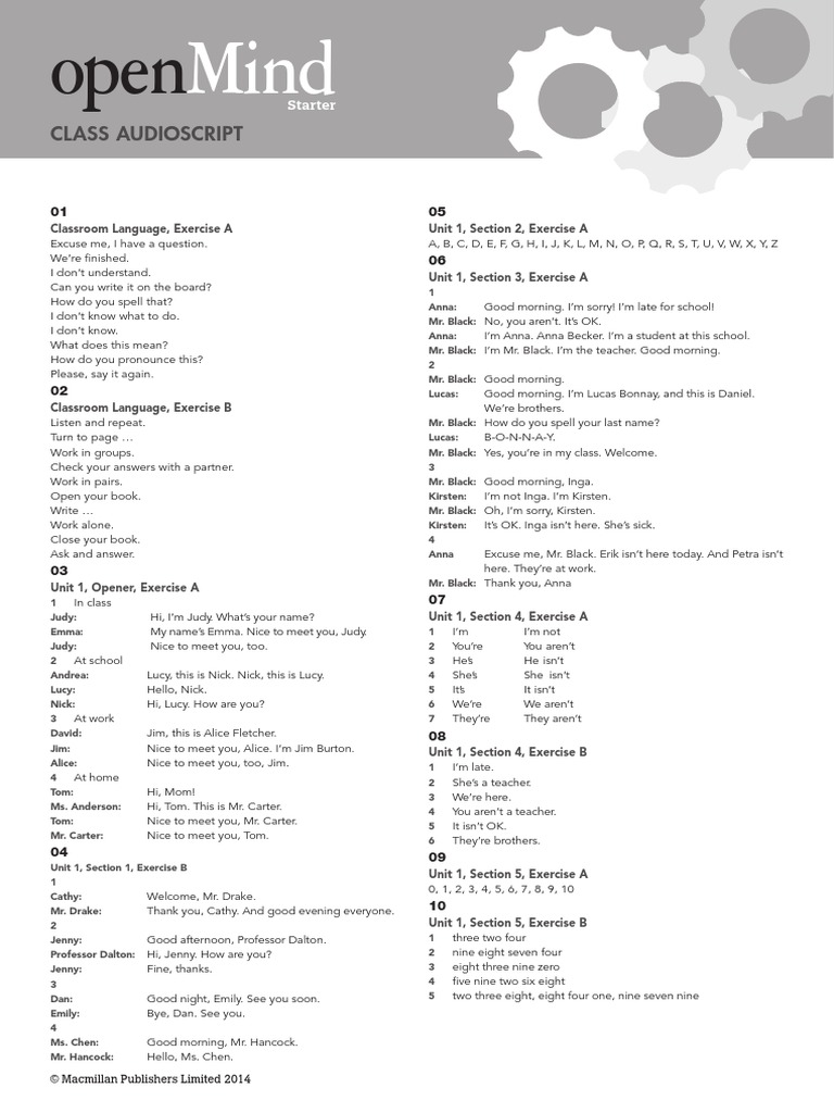 Openmind Starter Student's Book Audioscript | PDF