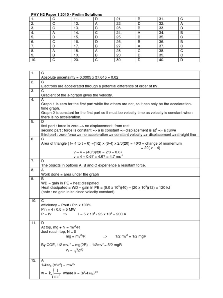 AJC 2010 JC2 H2 Physics Prelim Solutions) | PDF | Semiconductors | Chemistry