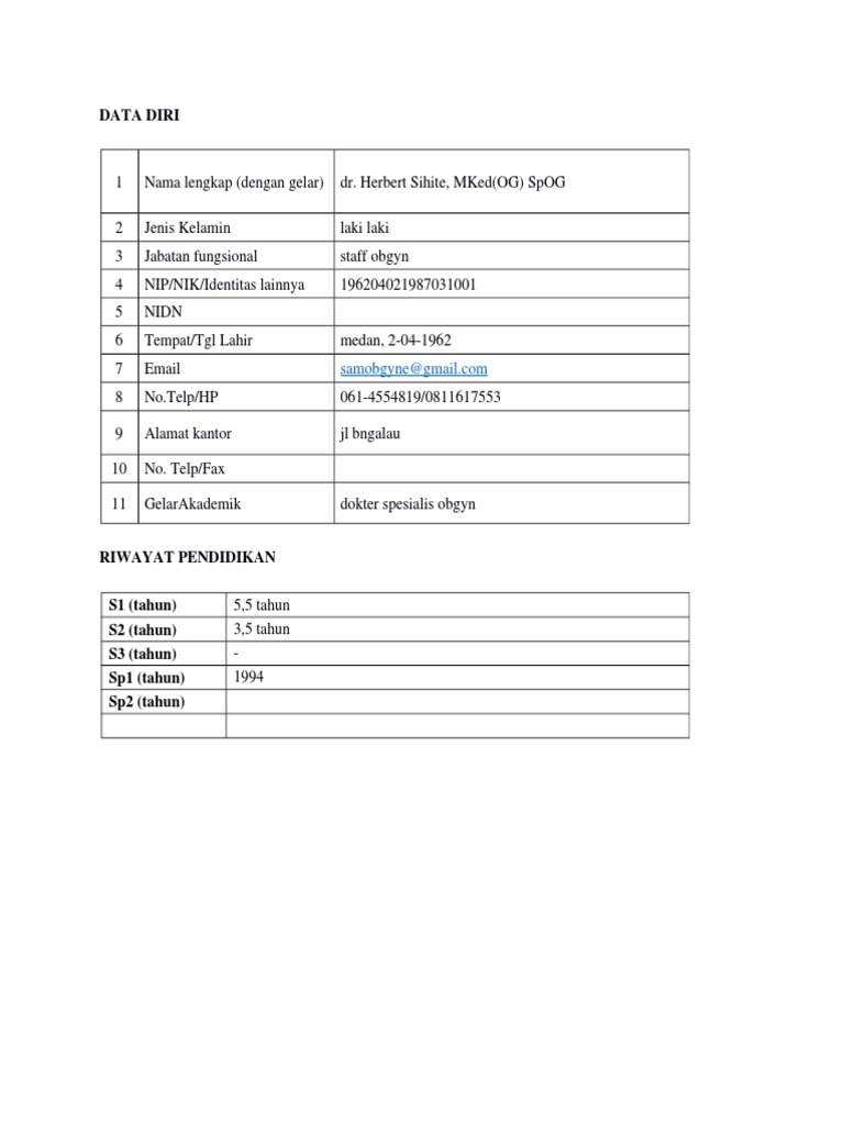 Profil Dr. Herbert Sihite, SpOG | PDF