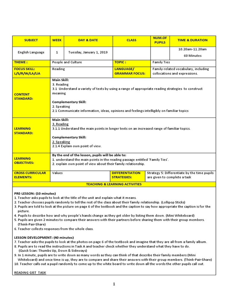 Form 3 Cefr Lesson Plan | PDF