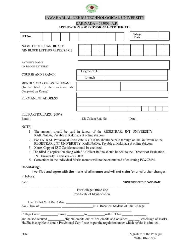 JNTUK PC Application PDF | PDF
