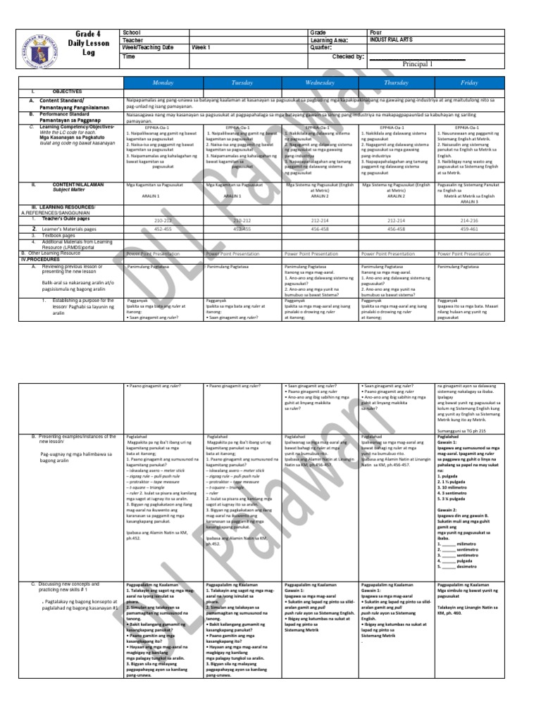DLL EPP Grade4 Quarter1 Week1 Arts | PDF