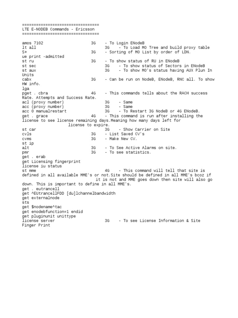 LTE Commands - Very Important | PDF