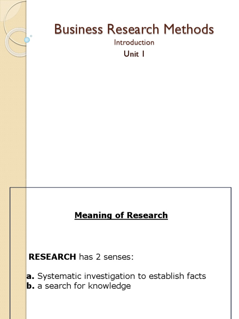 Business Research Methods Unit 1 | PDF