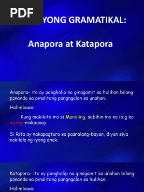ANAPORA AT KATAPORA| HALIMBAWA NG PANGUNGUSAP NA ANAPORA AT, 51% OFF