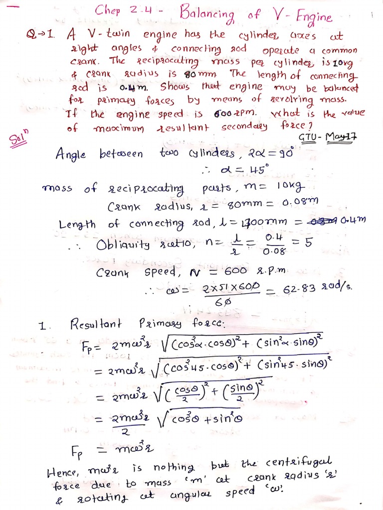 V-Engine Balancing Analysis | PDF