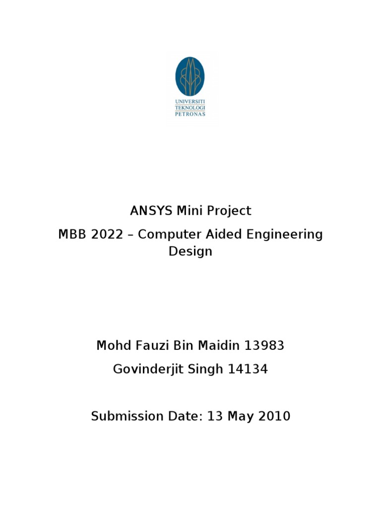 ANSYS Finite Element Analysis Project | PDF | Finite Element Method ...