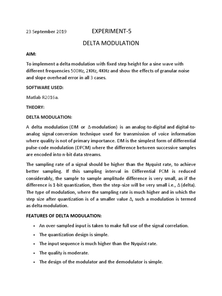 Delta Modulation | PDF